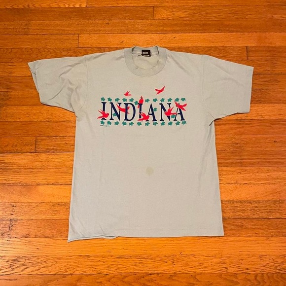 American Vintage | Shirts | Vtg 9s Indiana Spell Out Cardinal Bird ...